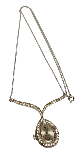 Villereuse Watch Rhinestone 17 Jewel Swiss Made Pendant Necklace ...