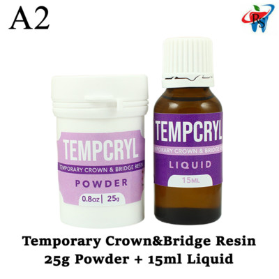 Dental Tempcryl Acrylic Resin Tempcryl Set Powder 25g & Liquid 15ml A2 ...