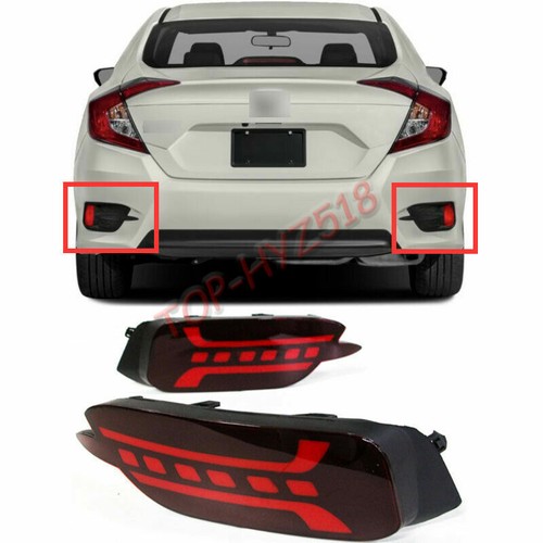 For Honda Civic 2016-2020 LED Rear Bumper Fog Light/Brake Warning/Turn ...