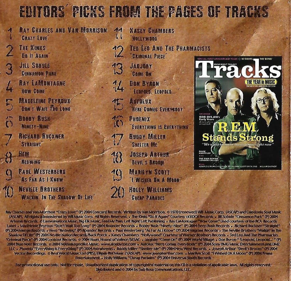 Tracks Magazine - Music Built To Last Sampler CD - #6, 20 Tracks REM | eBay