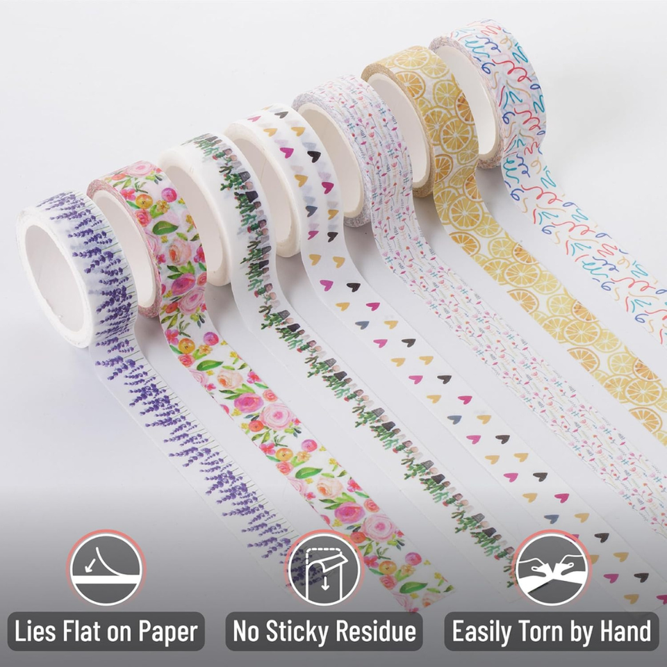 Washi Tapes Decorative Flowers Masking Tape Roll Lot Scrapbook Holiday ...