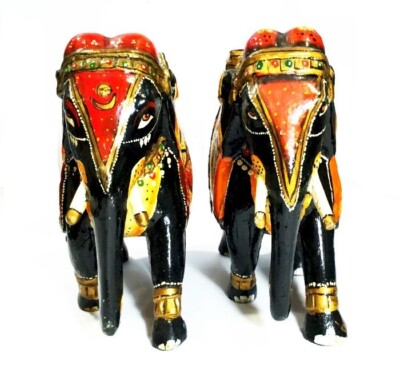 Antique lacquerware. Indian wedding elephants. Hand painted. Krishna ...