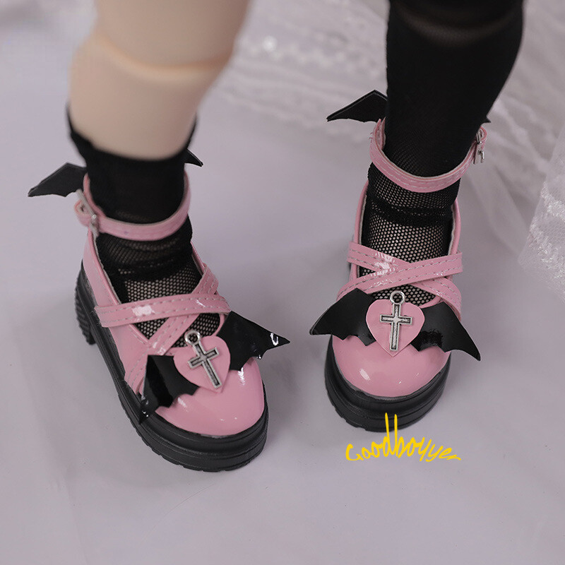 1/4 MSD MDD Puyoo BJD Doll Shoes Thick Sole Little Devil Wings+Cross ...