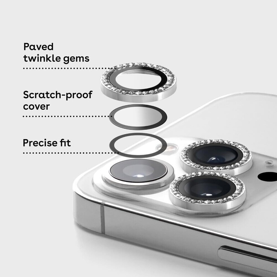 Camera Lens Gem for iPhone 16 16 Plus Easy Application Silver | eBay