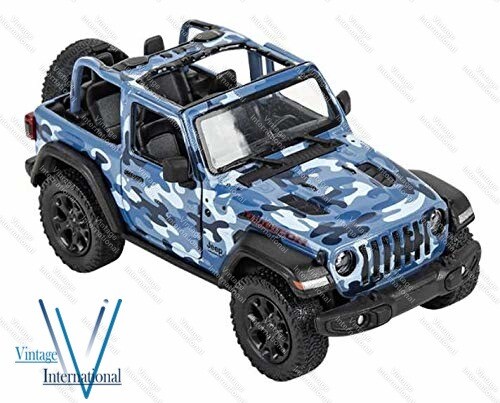 1:34 Scale Model For Jeeps Wrangler Rubicon 2018 Camo Open Top Blue @US ...
