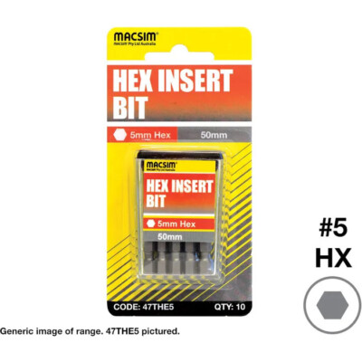 #5 Hex Insert Bit 5mm x 50mm - Pack of 10 | eBay