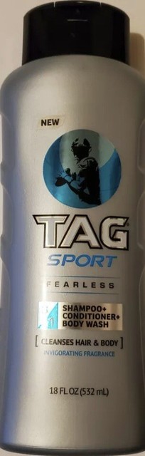 2 PK TAG Sport Fearless 3 in 1 Shampoo Conditioner & Body Wash 18 Oz ...
