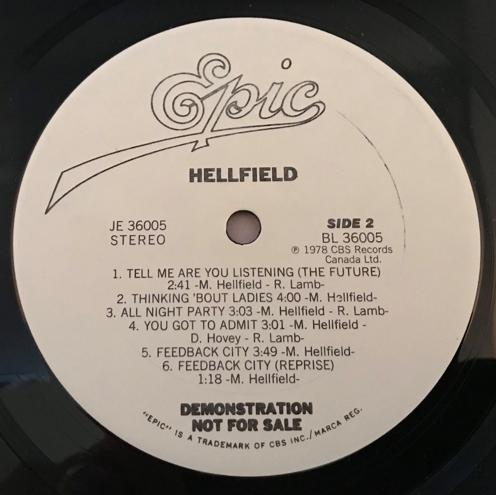 HELLFIELD "Hellfield" Debut LP - 1978 Epic Promo w/white labels - EX / VG+ | eBay UK