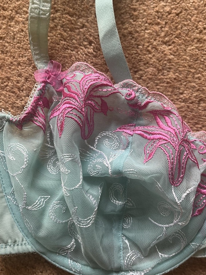 Gorgeous Turquoise & Pink Lace Underwired Bra Size 40D From George At ...