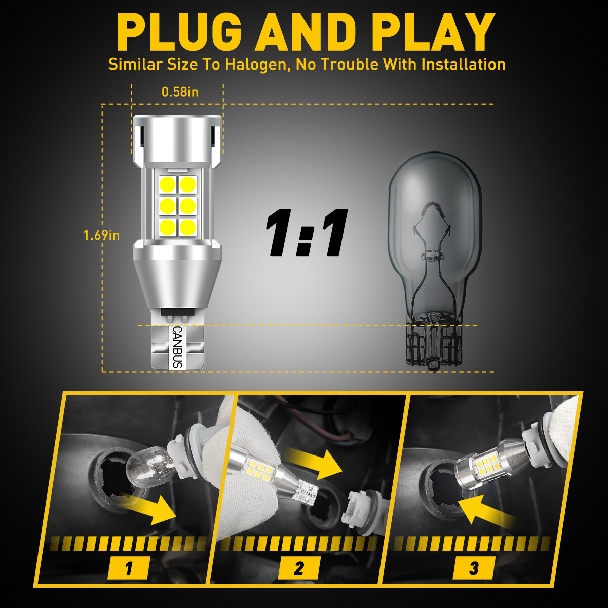 2x T15 921 912 W16W 18SMD LED Reverse Light Canbus Free Backup Bulb ...