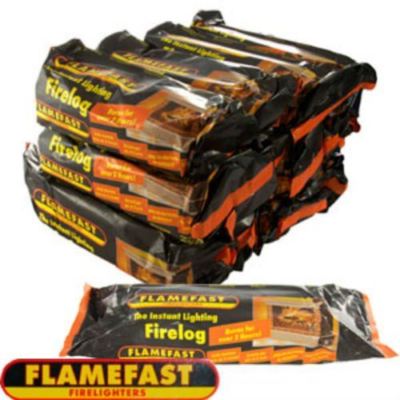 FLAMEFAST INSTANT-LIGHT SMOKELESS FIRE LOG BURNS FOR 2-3 HOURS (CASE 12 ...