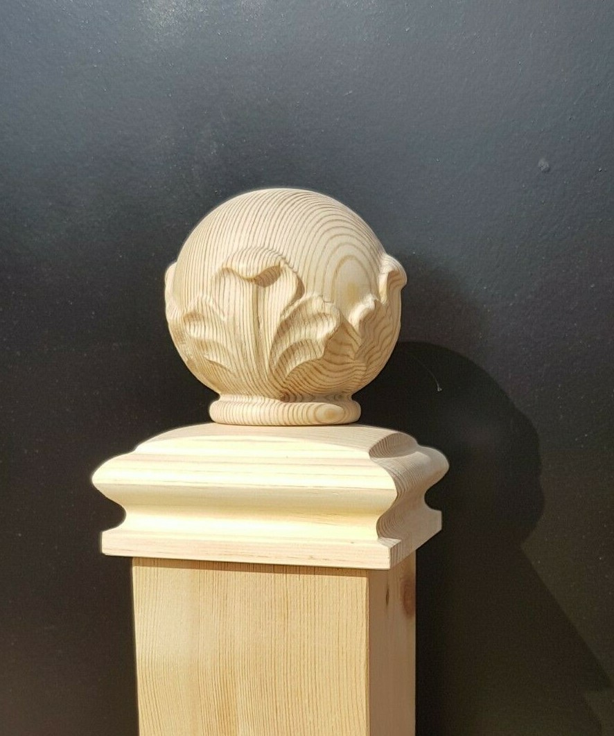 Stair Newel Post Ball Cap / Terminal , made to fit a post 90 mm x 90 mm ...