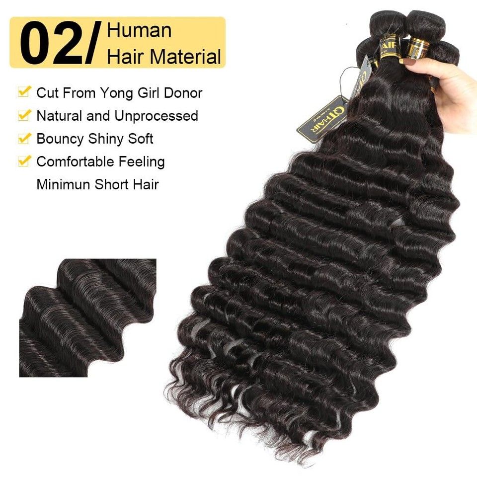 14A Loose Deep Wave 4 Bundles Peruvian Virgin Hair 24 22 20 18inch Deep ...