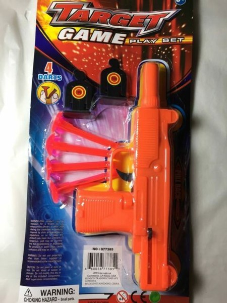 Target Game Kid Toy Gun Play Set 4 Soft Plastic Darts 2 Targets Orange ...