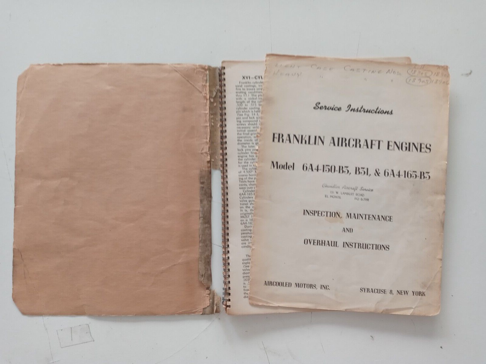 ORIGINAL FRANKLIN AIRCRAFT ENGINE SERVICE MANUAL 6A4 SERIES | eBay