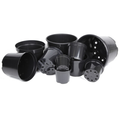 Plant Pots Strong Black Round Plastic Growing Pot 1L 1.5L 2L 3L 5L 7.5L ...