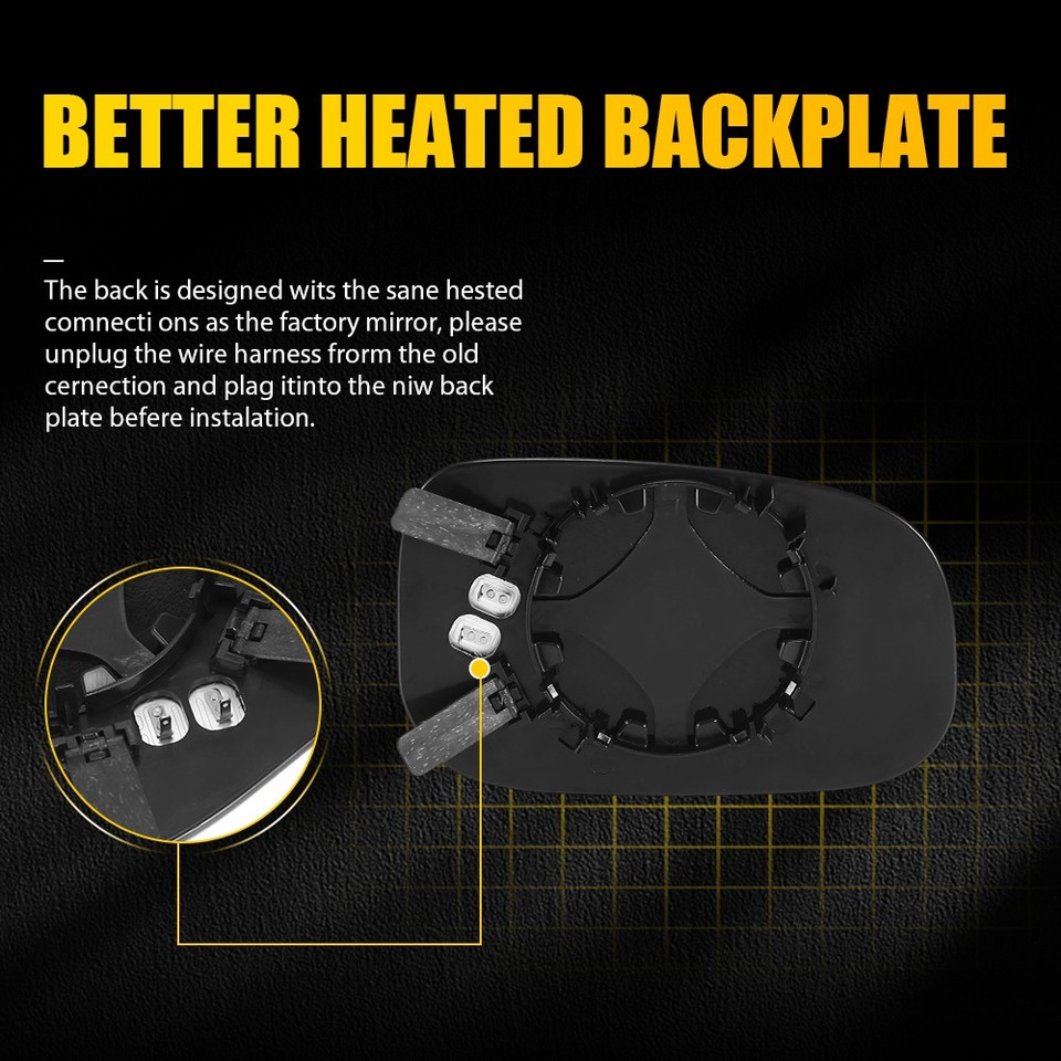 Left Driver Side LH Heated Mirror Glass with Backing Plate for Volvo ...