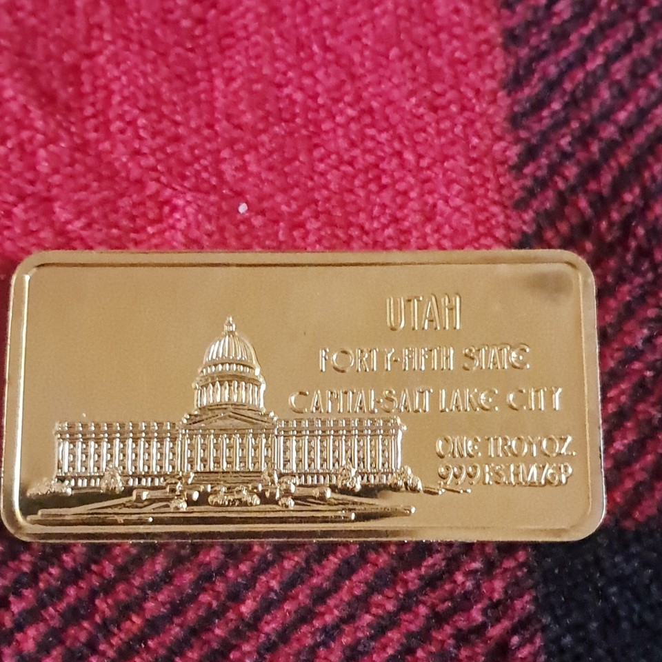 Utah 45th State 1896 Commemorative 1 Troy Oz .999 Silver Bar | eBay
