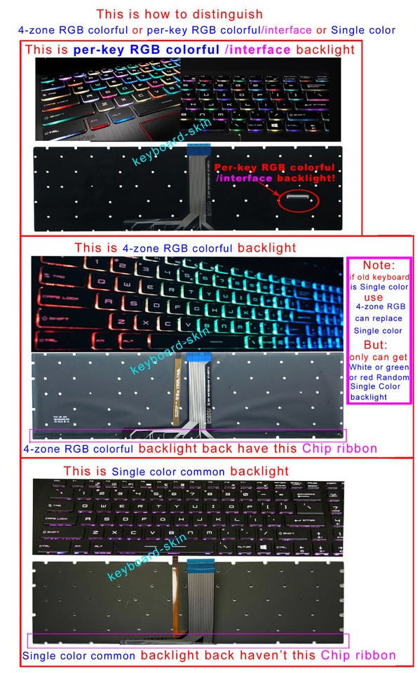 RGB RU Backlit keyboard for MSI GT62VR GT72 GT72S GT72VR GT73VR GP63 ...
