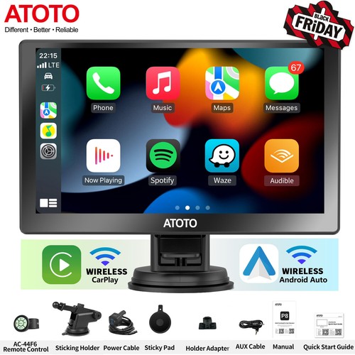 ATOTO P8 7" Portable Car Stereo+ Control Wireless Carplay&Android Auto ...