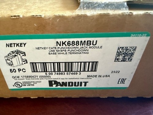 Panduit NetKey NK688MBU Cat6 Keystone Jack Module Blue New (PACK OF 50 ...