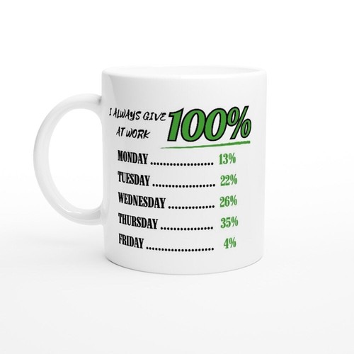 Funny Mug/I always give 100% at work/Office Humor/Novelty Mug/Mug Gift ...
