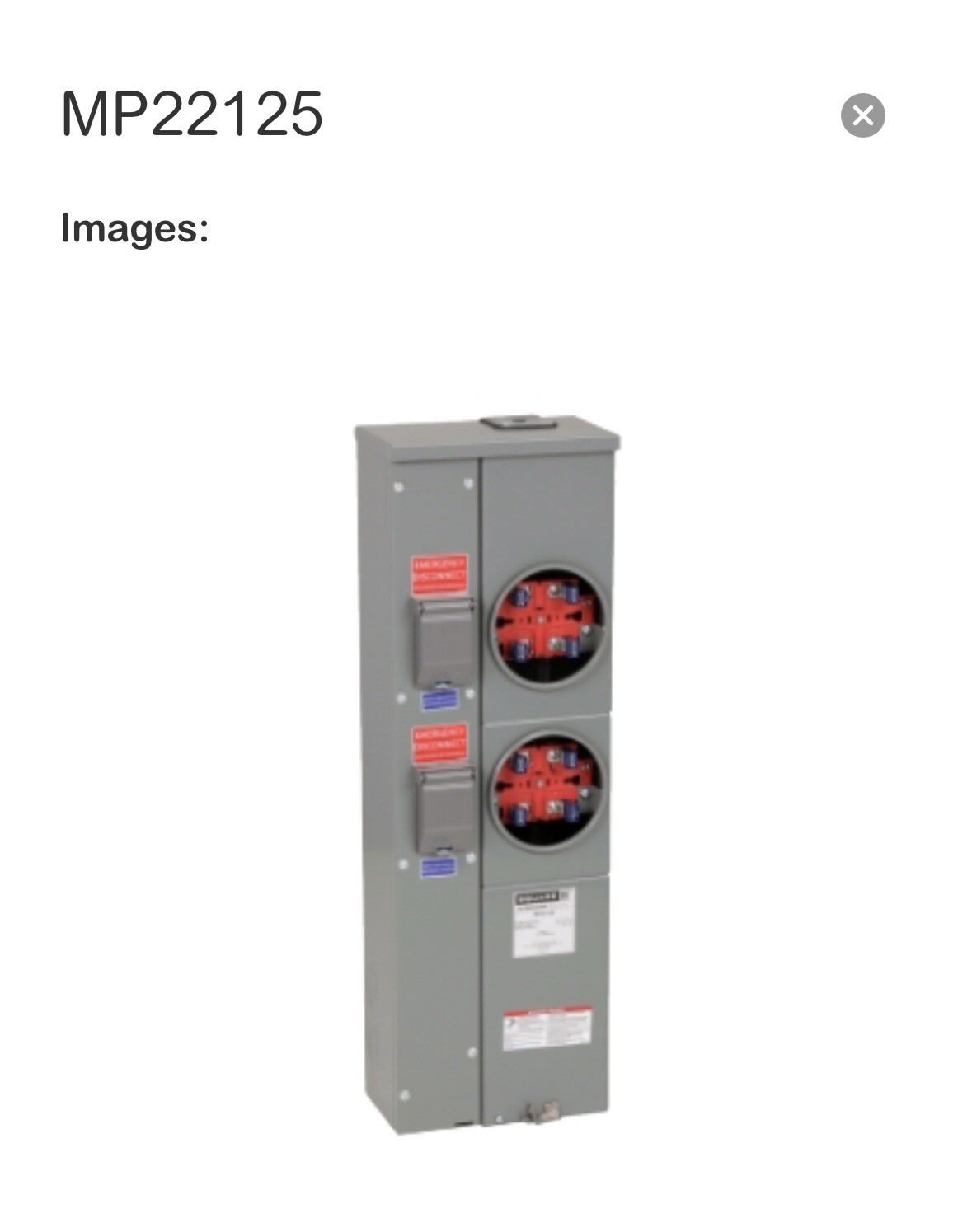 Square D MP22125 200 Amp w/2 Gang 125A Meter OH/UG MP22-125 EUSERC as ...