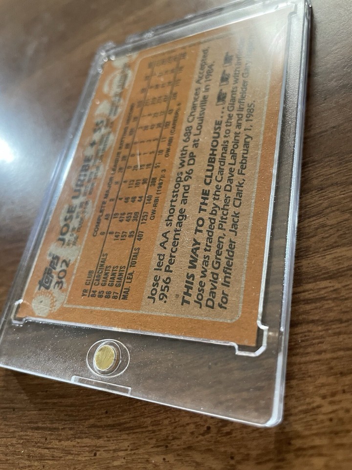 1988 Topps #302 Jose Uribe Giants MT Baseball Card Error Misprint See ...