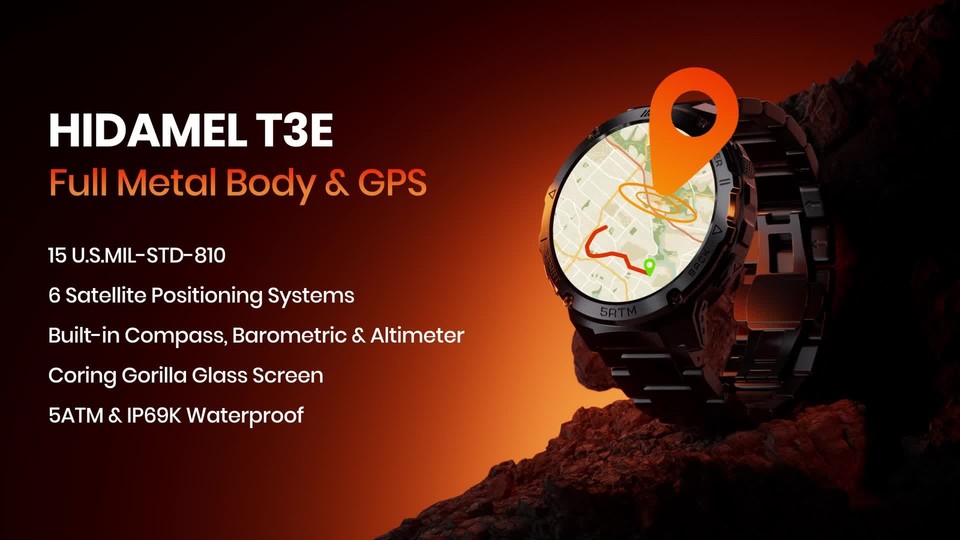 2025 HIDAMEL T3E Smart Watch Men GPS Smart Watch Waterproof 480mAh ...