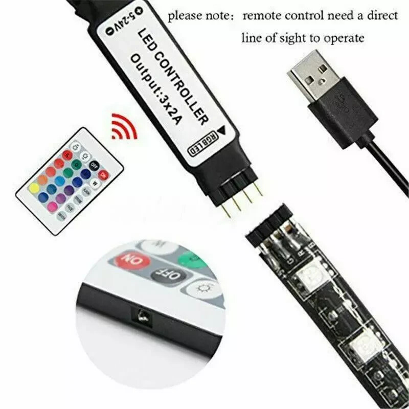 24 KEY MINI IR RECEIVER REMOTE CONTROLLER FOR 4 PIN RGB LED STRIP 5050 ...