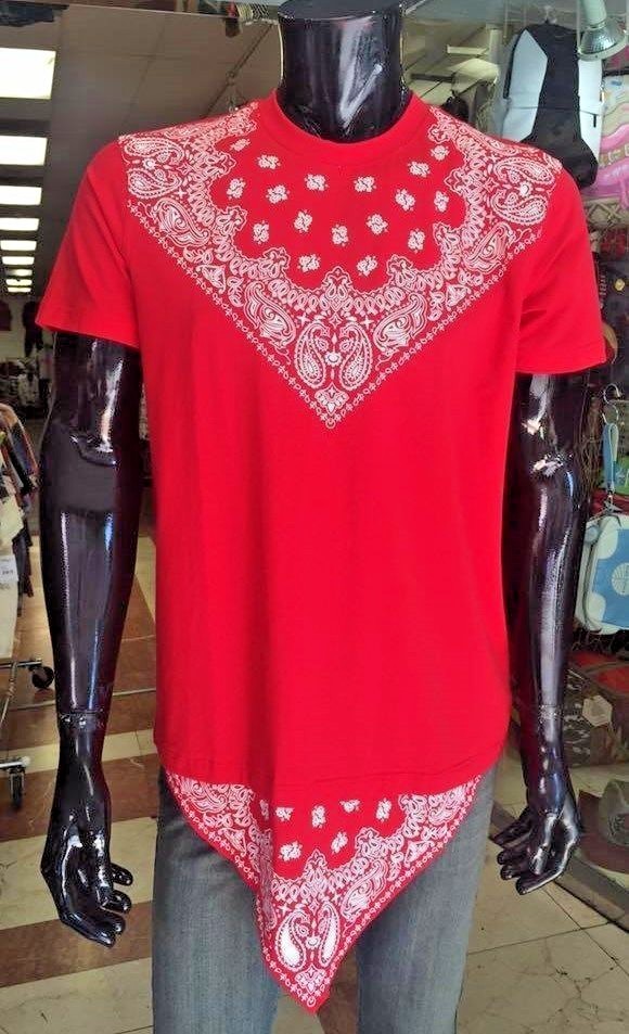 Men's Red Bandena Short Sleeve Tee Shirt By Forte | eBay