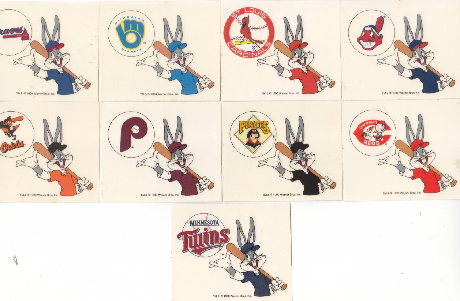 VINTAGE 1990 Warner Bros MLB Bugs Bunny Stickers - Rare - Lot of 9 | eBay