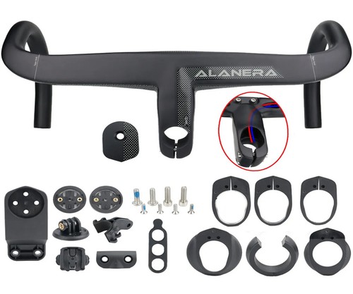 Road Bike UD Full Carbon Fibre Handlebar Stem Integrated Internal Cable ...