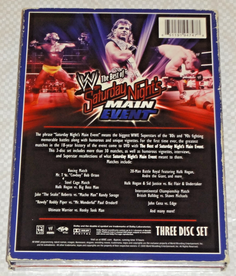 2008 WWE THE BEST OF SATURDAY NIGHT'S MAIN EVENT 3-DISC DVD SET SNME ...