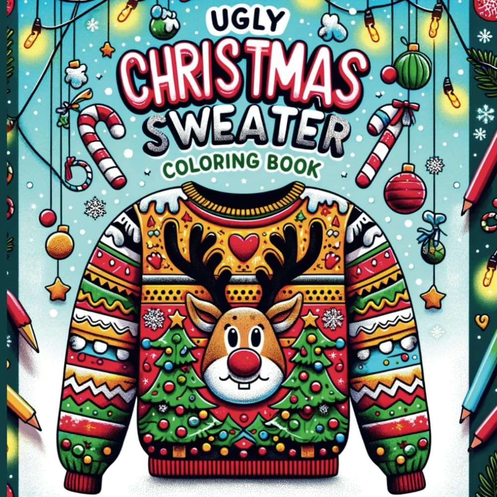 Ugly Christmas Sweater Coloring Book: This 60-page holiday-themed ...