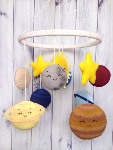 Baby Mobile Planets and Sun Solar System Crib Mobile Space Nursery ...
