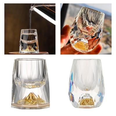 Creative Crystal Glass Shot Glass Gold Foil Chinese Style Shot Glass ...