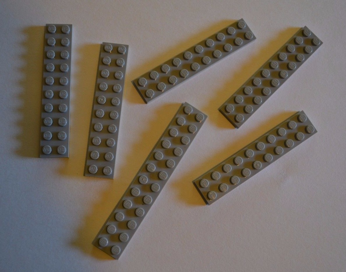 lot of 6 assorted light grey Lego plates - 2X10, 2X12 (LTGY12) | eBay