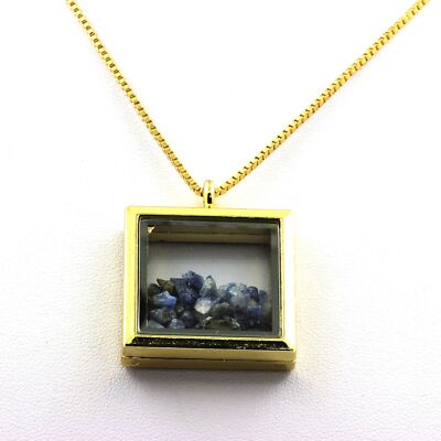 Pierres et Minéraux. Collier Benitoite brut. Modèle carré. Couleur Or. | eBay