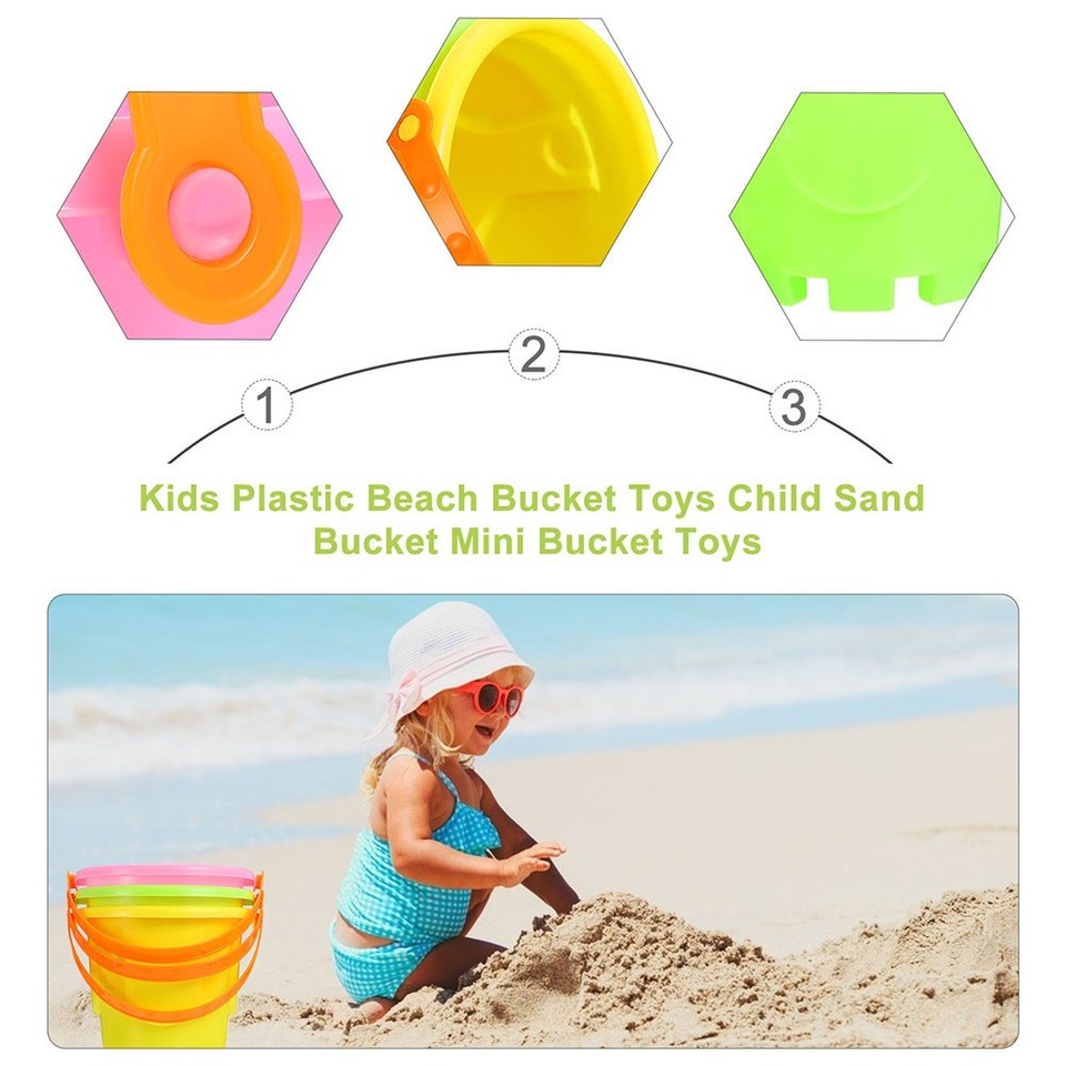 4 Pcs Kids Plastic Mini Beach Bucket Toy Child Sand Bucket Toys Set ...