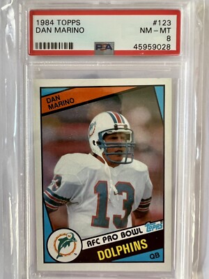 🐬1984 TOPPS FOOTBALL DAN MARINO #123 Miami Dolphins ROOKIE RC PSA 8 NM ...