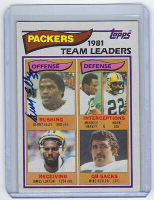 1982 PACKERS Gerry Ellis signed card Team Leaders Topps #354 AUTO ...
