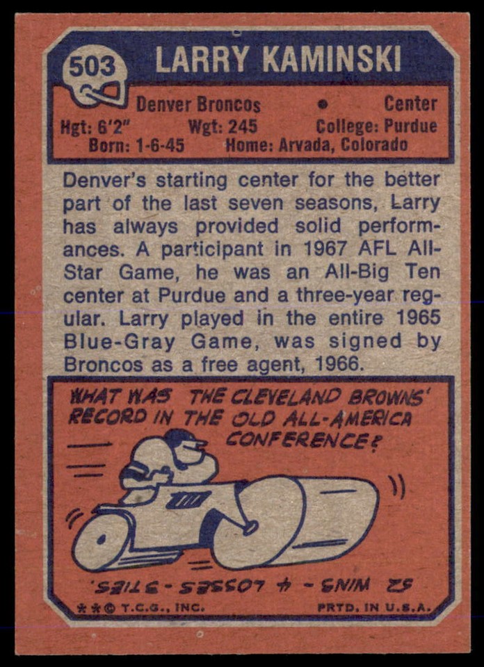 1973 Topps #503 Larry Kaminski | eBay
