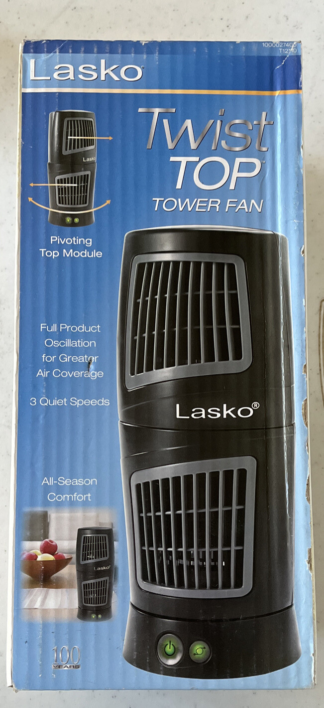LASKO Twist Top Tower Oscillating Multi-Directional Fan - Black #T12110 ...