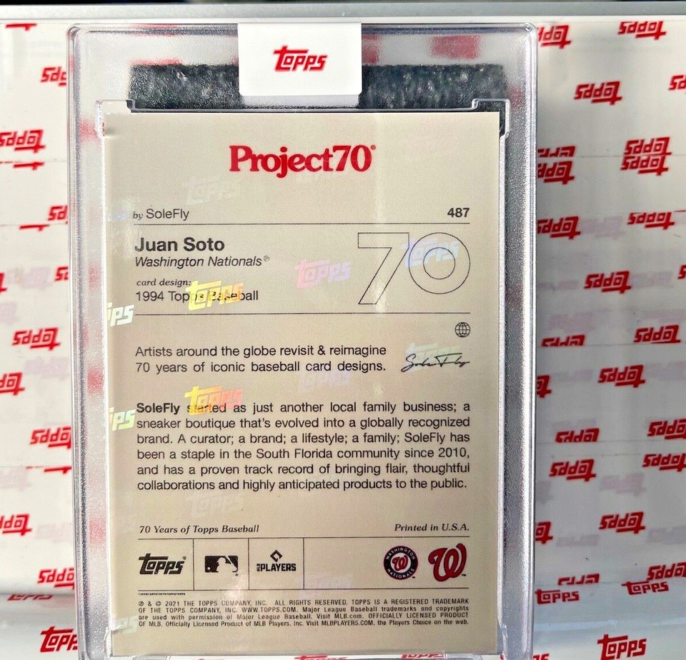 JUAN SOTO - 2021 TOPPS PROJECT 70 CARD # 487 - PR 1370 - SOLEFLY ...