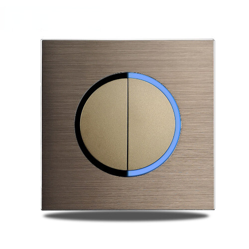 16A Light Switch Matte Aluminium Alloy Panel Circle LED Indicator ...