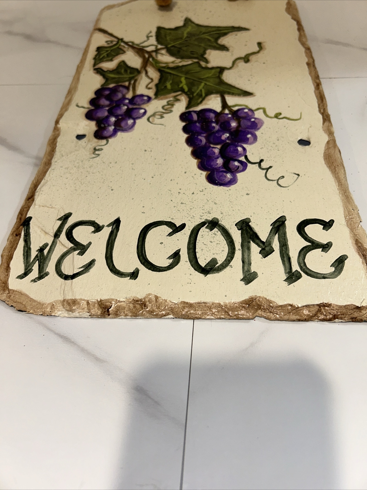 Slate Hand Painted WELCOME SIGN with Grapevine Decor 8.25”W X 15”L | eBay
