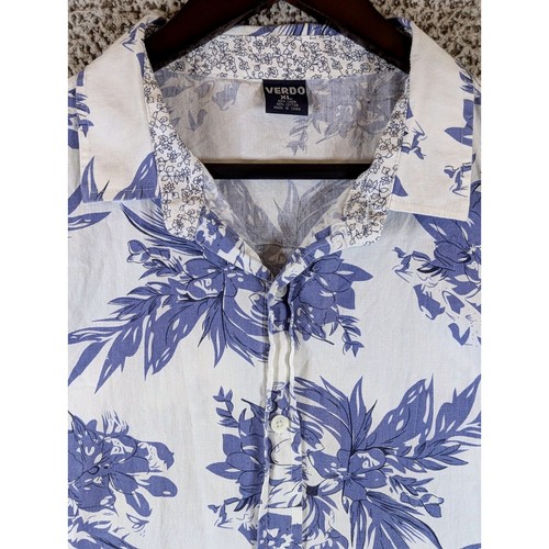 Verdo Floral Linen Blend Button Up Short Sleeve Shirt - Men's XL | eBay
