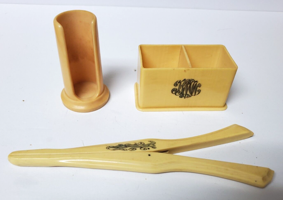 Vintage Vanity Set 16 Piece Ivory Dubarry Victorian Pyralin Bakelite | eBay