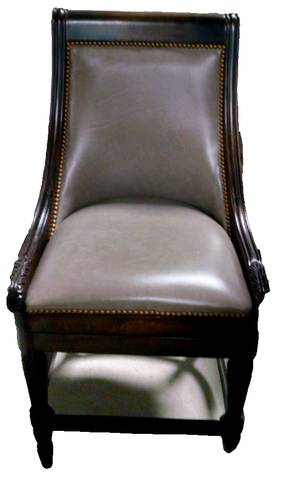 1 Frontgate Kent Gray Leather Barstool Bar seat Wood Kitchen COUNTER 24 ...